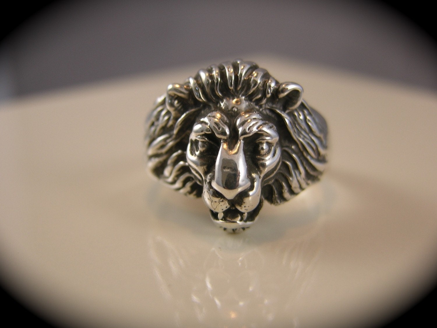 Sterling Silver Lion Head Ring