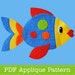 Fish Applique Template PDF Pattern Animal Sea by AngelLeaDesigns