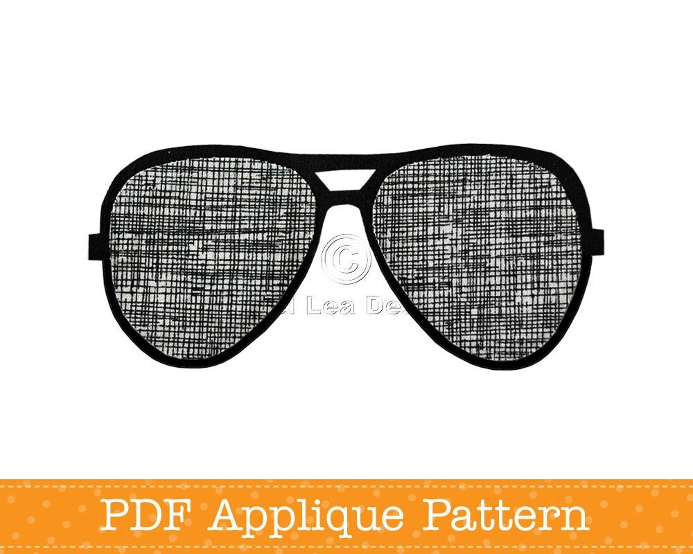 Sunglasses Applique Template PDF Applique Pattern Aviators