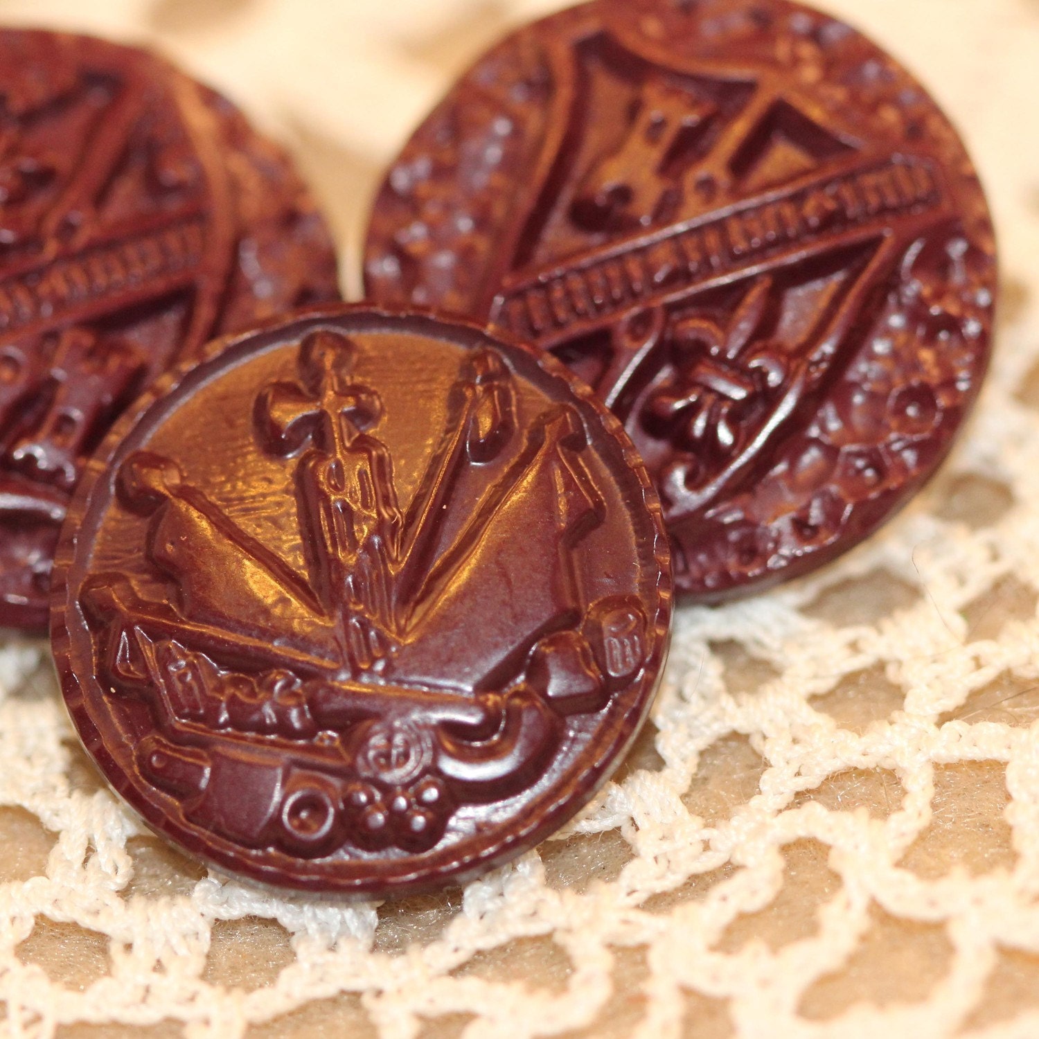 Lovely Brick Brown Vintage Carved Shank by BaublesByQueenartist