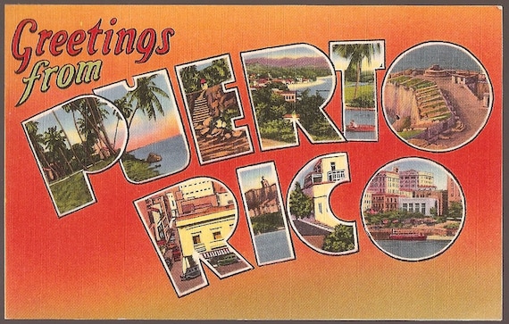 Puerto Rico Vintage Postcard Greetings from by fikesfuntiques