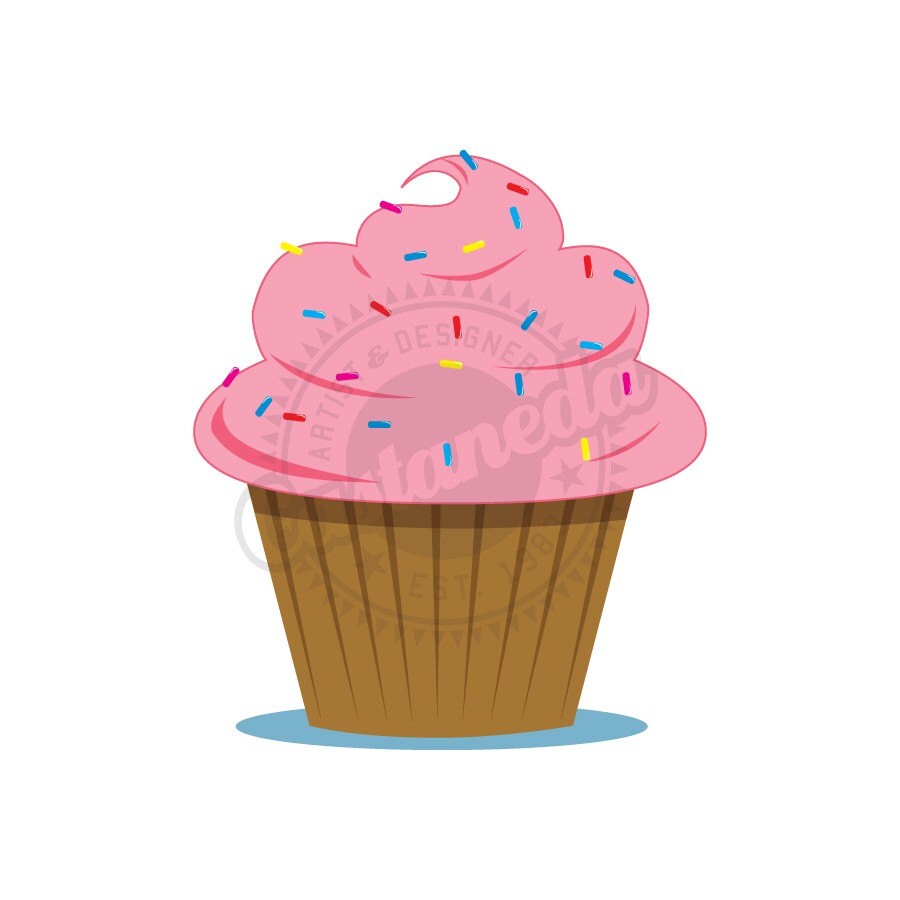 Pink Cupcake with sprinkles clipart
