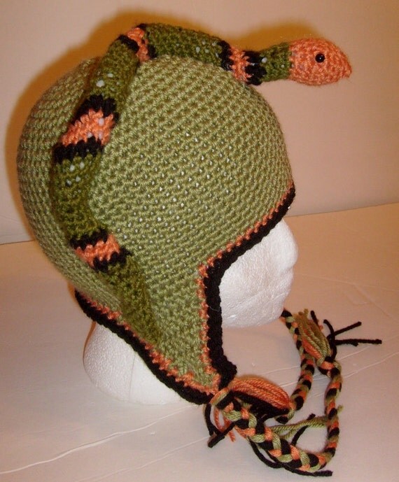 Items similar to Snake Hat with earflaps on Etsy