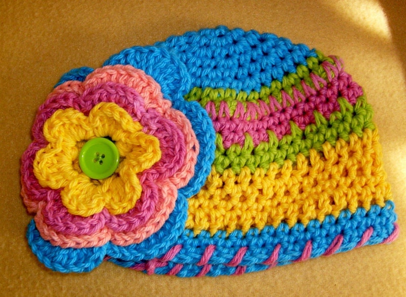 Festive Spring Beanie with Flower