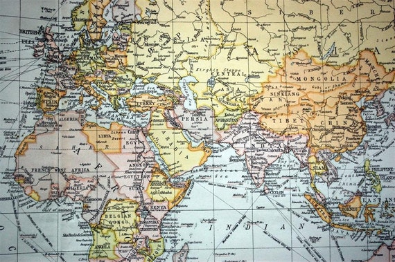 1920 Very Large World Map by bananastrudel on Etsy