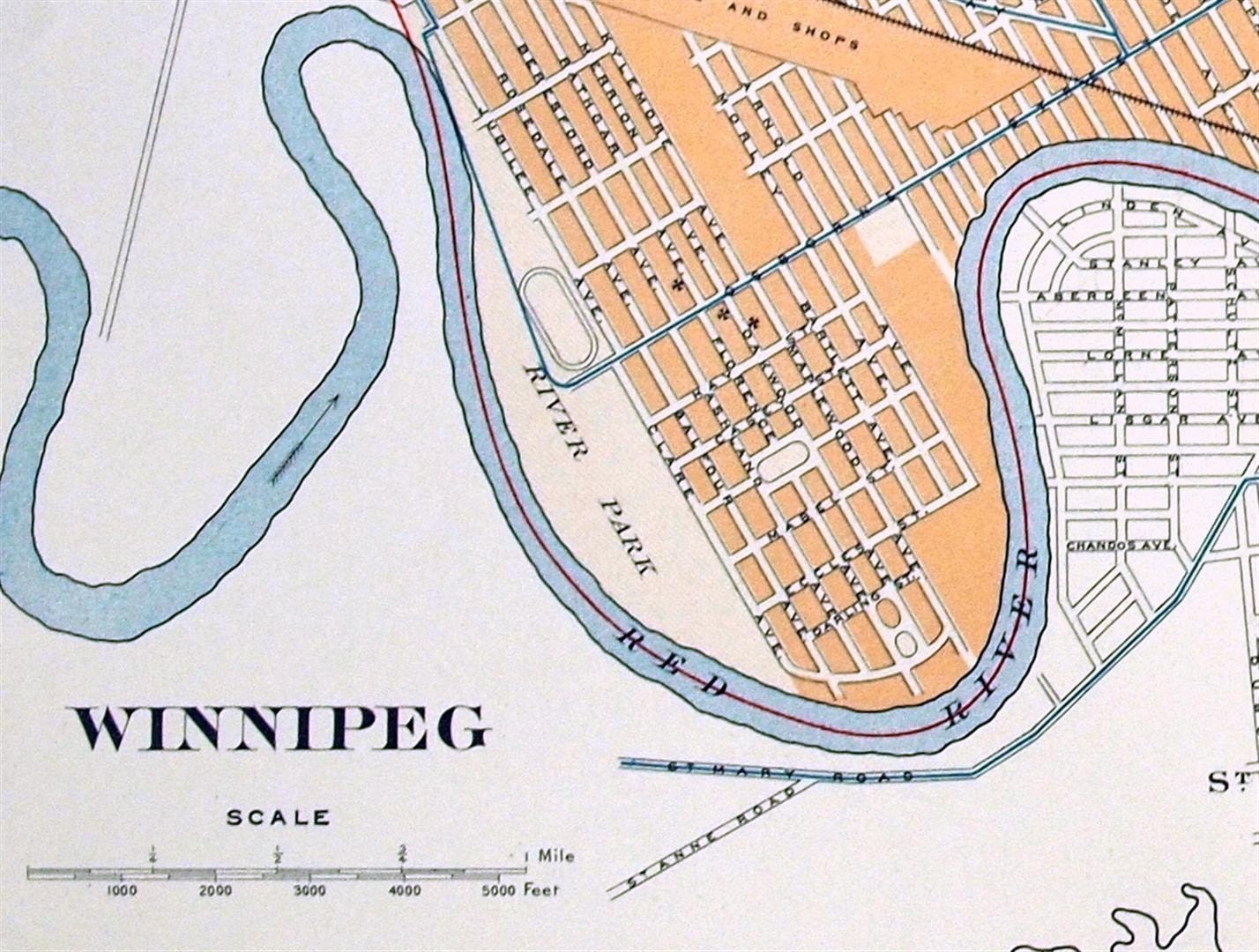 1915 Large Antique Street Map of Winnipeg by bananastrudel on Etsy