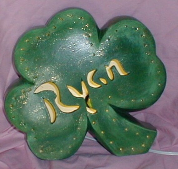 Personalized Ceramic IRISH SHAMROCK Accent Lamp Light for St.