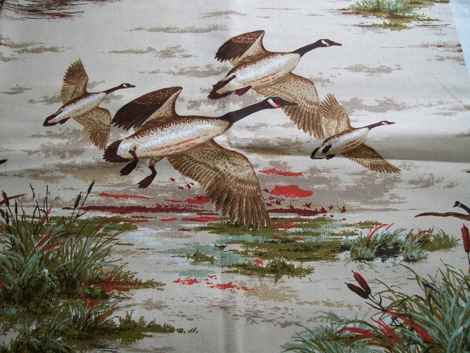 Vintage Fabric Canadian Geese and Cattails