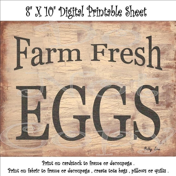 Items Similar To Primitive Printable Download Farm Fresh Eggs 