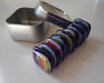 Green Rainbow Fused Glass Magnets with Tin by dortdesigns on Etsy