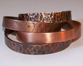 Copper Cuffs 3 Hammered and Oxidized Cuff Bracelets Made