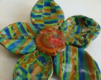Polymer Clay Flower Pin or Pendant by LaurelTreeStudio on Etsy