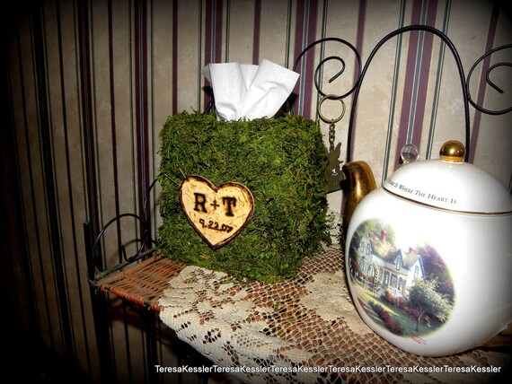 Items similar to Personalized Moss Tissue Box Cover-Preserved Moss ...