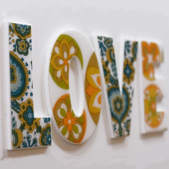 Items similar to LOVE decor letters, wall feature inspirational word ...