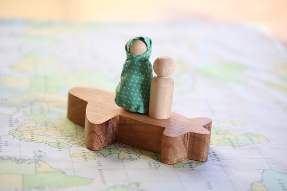 Play mat map with wooden toys