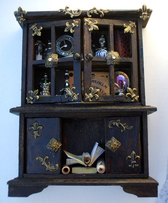 Gothic Witch Spell Hutch Dollhouse Miniature Ooak Fairy Hutch