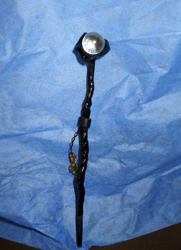 Gothic Witch Wizard staff dollhouse miniature staff ooak