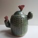 Ceramic Cactus Teapot with flowers MADE TO ORDER