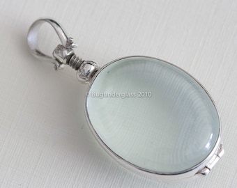 Oval Glass Locket Sterling Silver Keepsake finding7m