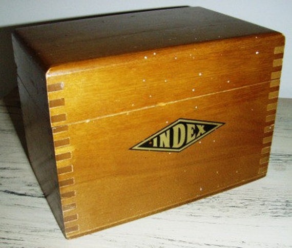 vintage office funk ... WOODEN INDEX BOX charming find ...