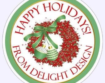 Custom Holiday Round Labels From Santa Stickers 2.5 inch