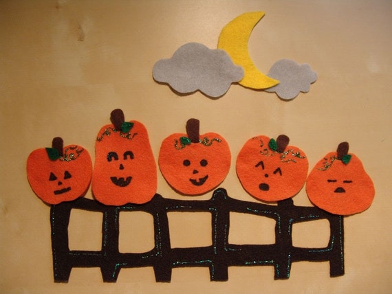 Five Little Pumpkins Sitting on a Gate Felt by CocolocosFeltDesign