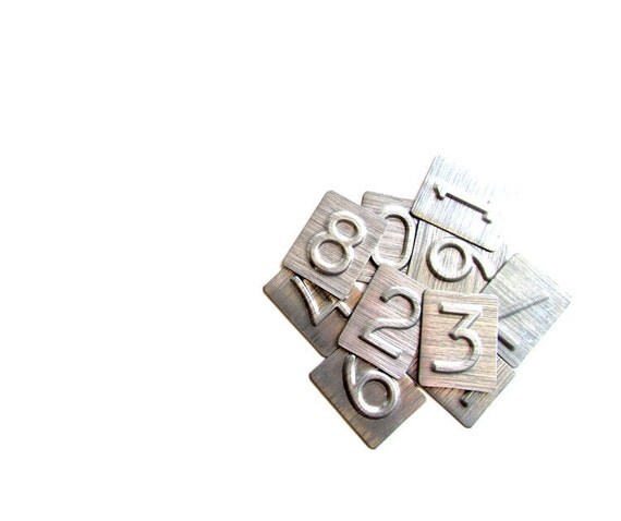 Number Embossing Stamps of Metal 0 through 9 Industrial Look