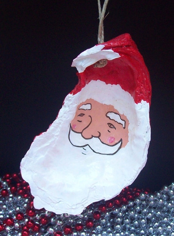 Ahoy Santa Hand Painted Sea Shell Christmas Ornament