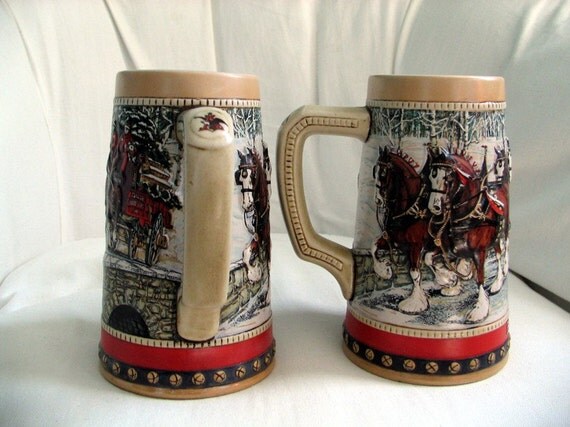 Set Of 2 Budweiser Commemorative Beer Steins From 1988