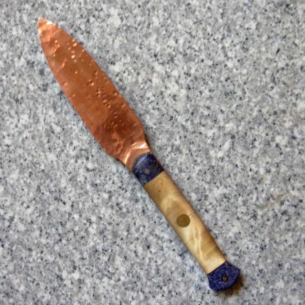 Copper Dagger Letter Opener With Poplar and Blue lapis Handle
