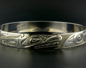 Silver Northwest Native American Silver Cuff by artfromabove