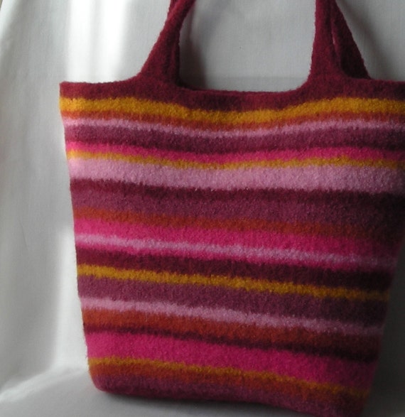 Felted Wool Portland Tote hand knit purse by lavenderhillknits