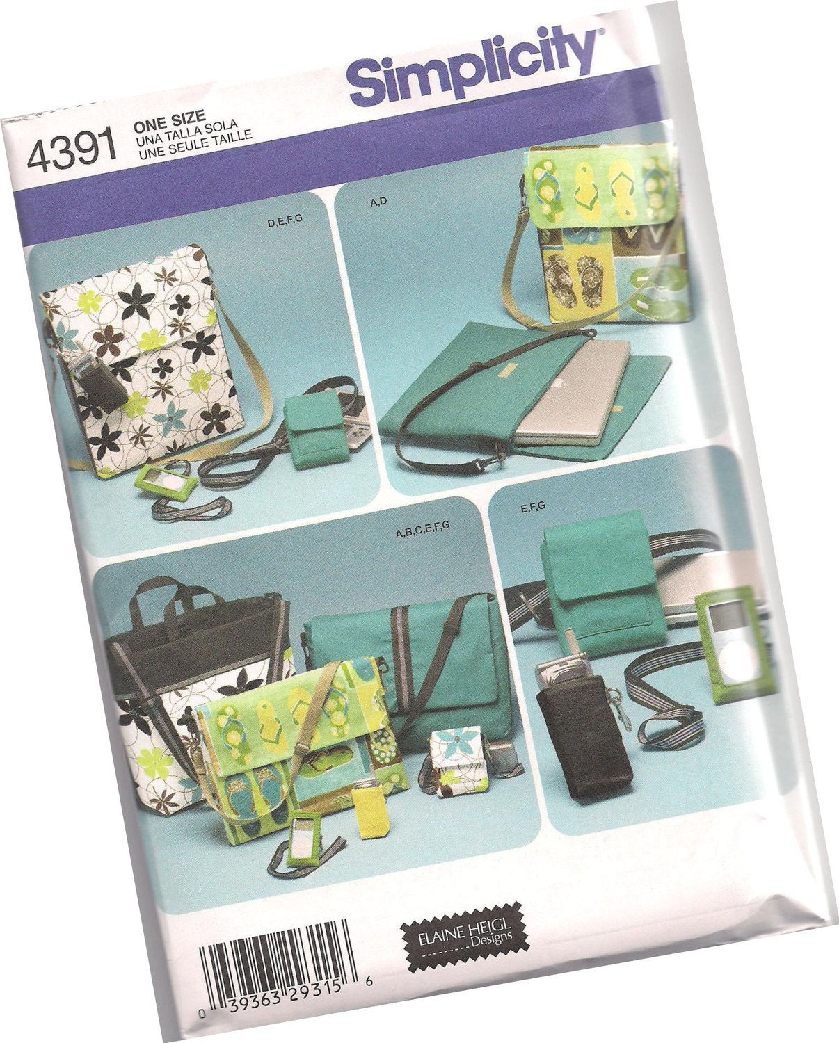SIMPLICITY PATTERN 4391 camera case messenger bag laptop