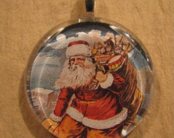 Items similar to Christmas Necklace Santa Pendant Wearable Art Santa ...
