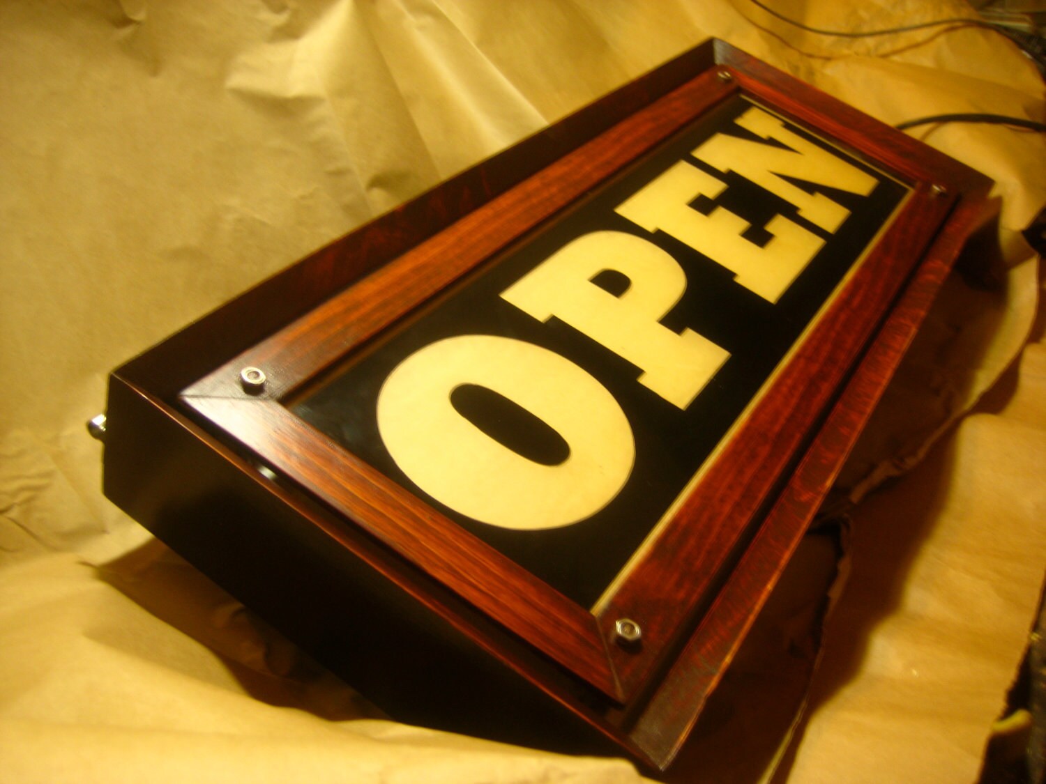 Items similar to Custom Handmade Wood and Neon OPEN Sign - Hanging on Etsy