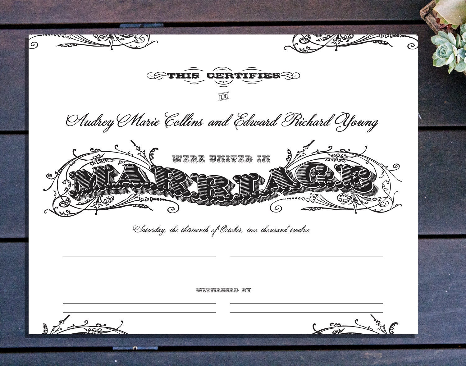 Vintage Typography Custom Marriage Certificate by wileyvalentine