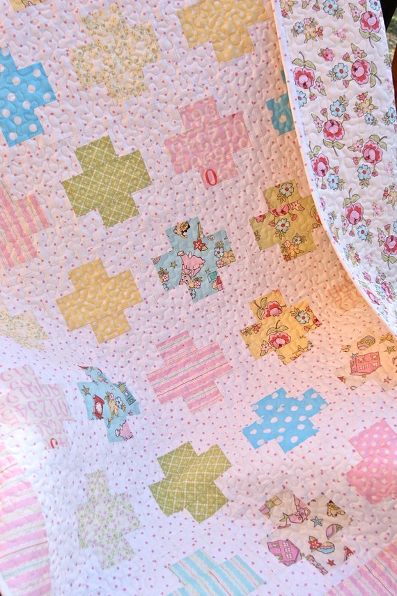 Baby Quilt Handmade Patchwork Riley Blake Vintage Baby
