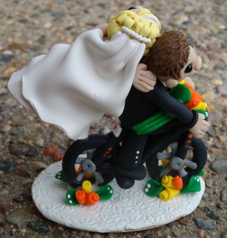 CUSTOM Bride and Groom Cake Bicycle Cake Topper by AVArtwork