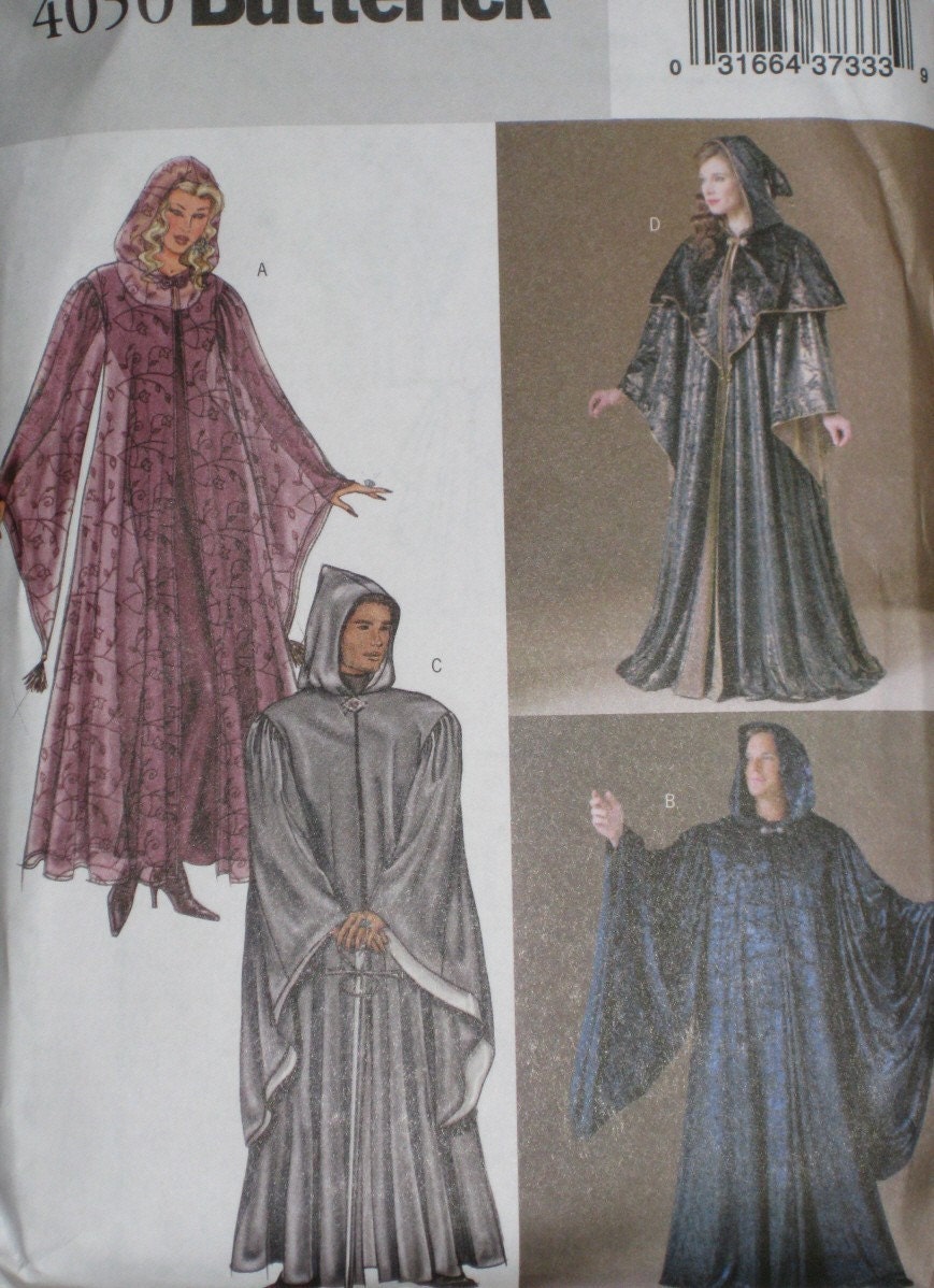 Medieval Gothic Cloak Hood Cape Sewing Pattern Butterick 4050