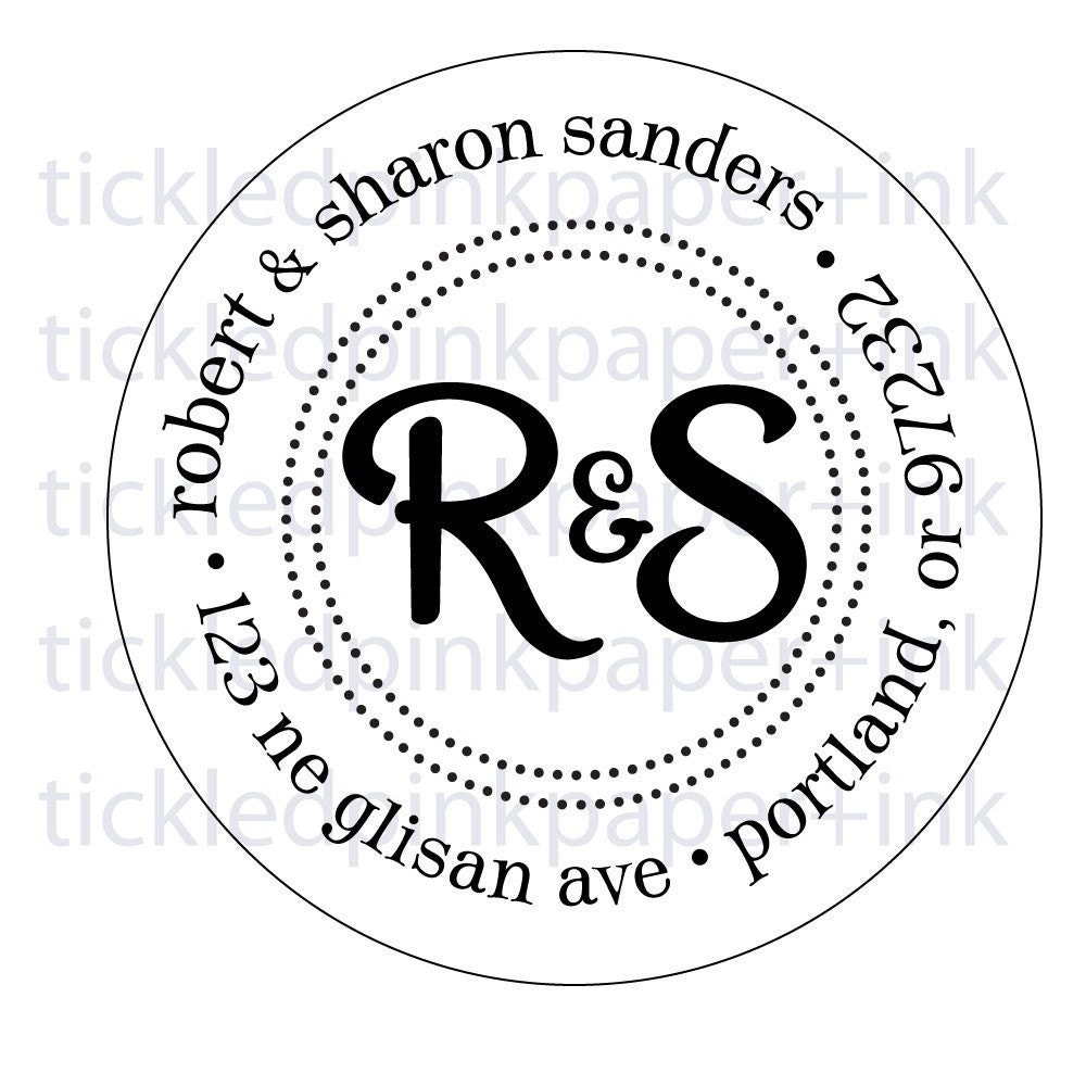 Custom return address stamp round with your initials