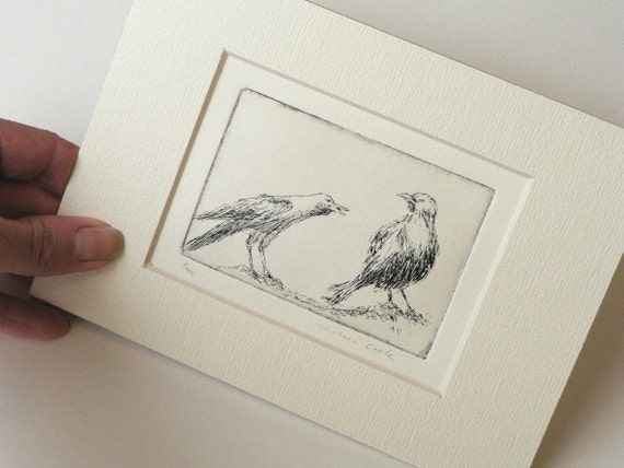 original etching of crows by atelier28 on Etsy