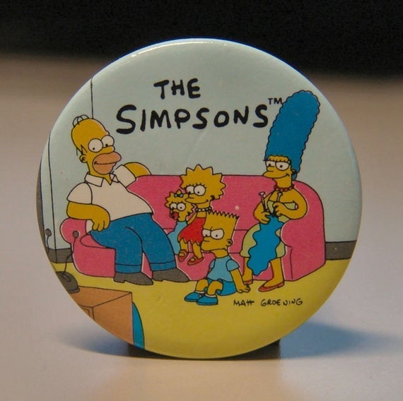 Items similar to Vintage 1989 SIMPSONS Button 1.75 inch FAMILY on a ...