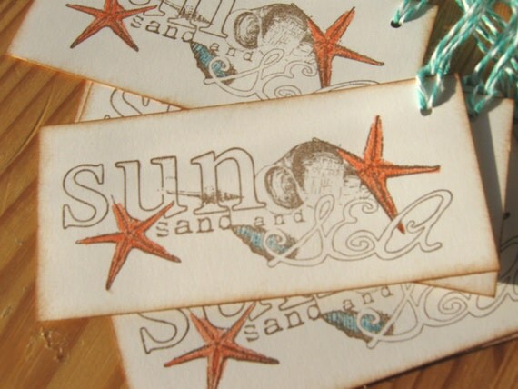 Sun and Sea Beach Seashell Gift Tags Starfish Tags