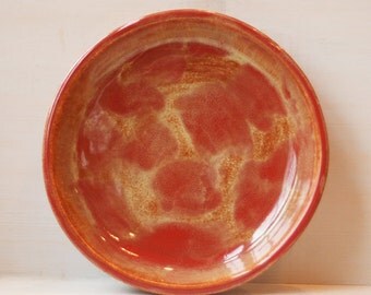 Rustic Dinnerware Plates Deep Red and Gold Salad by AndoverPottery