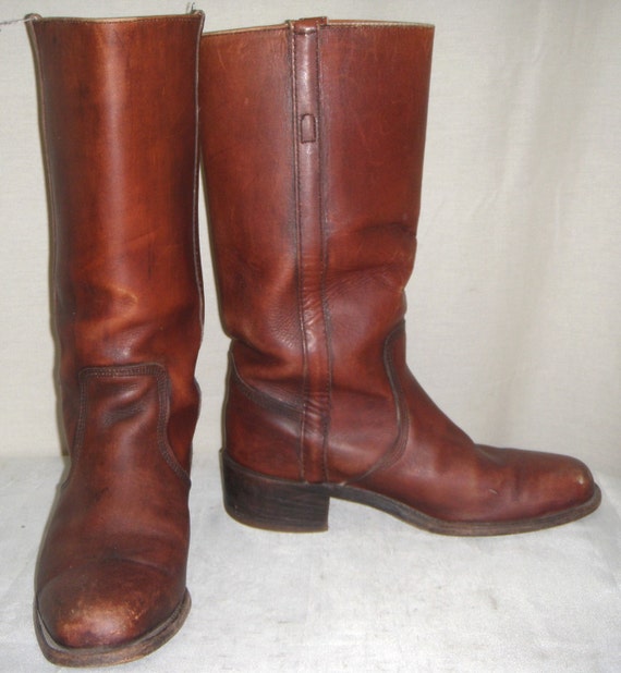 Vintage Frye Black Label Mens Campus Cowboy Western Boots 9D