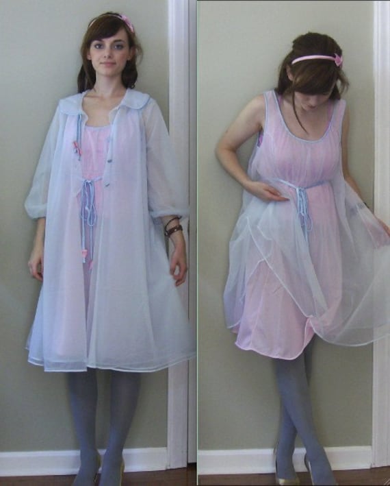 Diaphanous Peignoir Nightgown And Robe