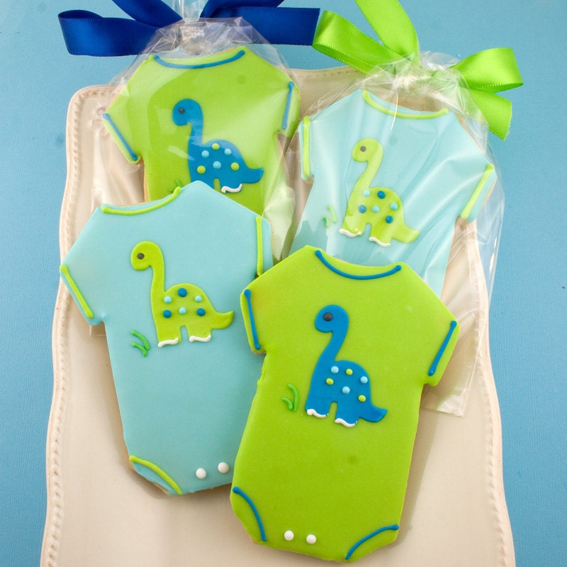 Dinosaur Onesie Cookies 12 Decorated Sugar Cookie Favors
