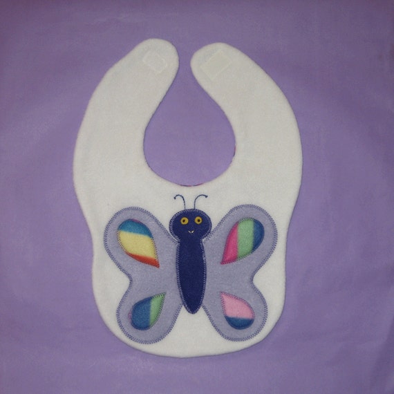 Butterfly Bib Infant Baby Bib Animal Fleece Bib by DinkyDimples