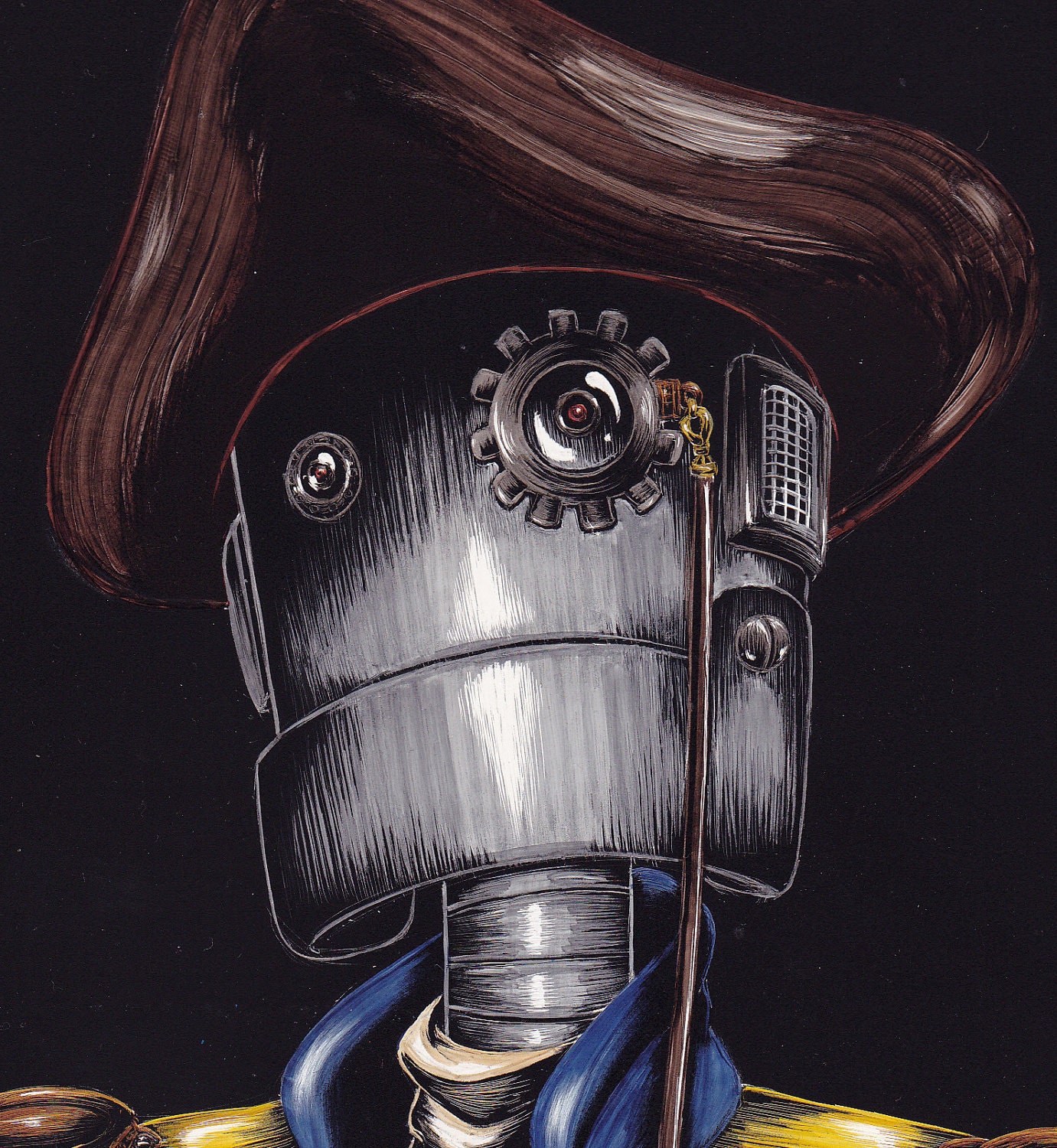 Robot Captain Art Print Original on by natalierobots on Etsy