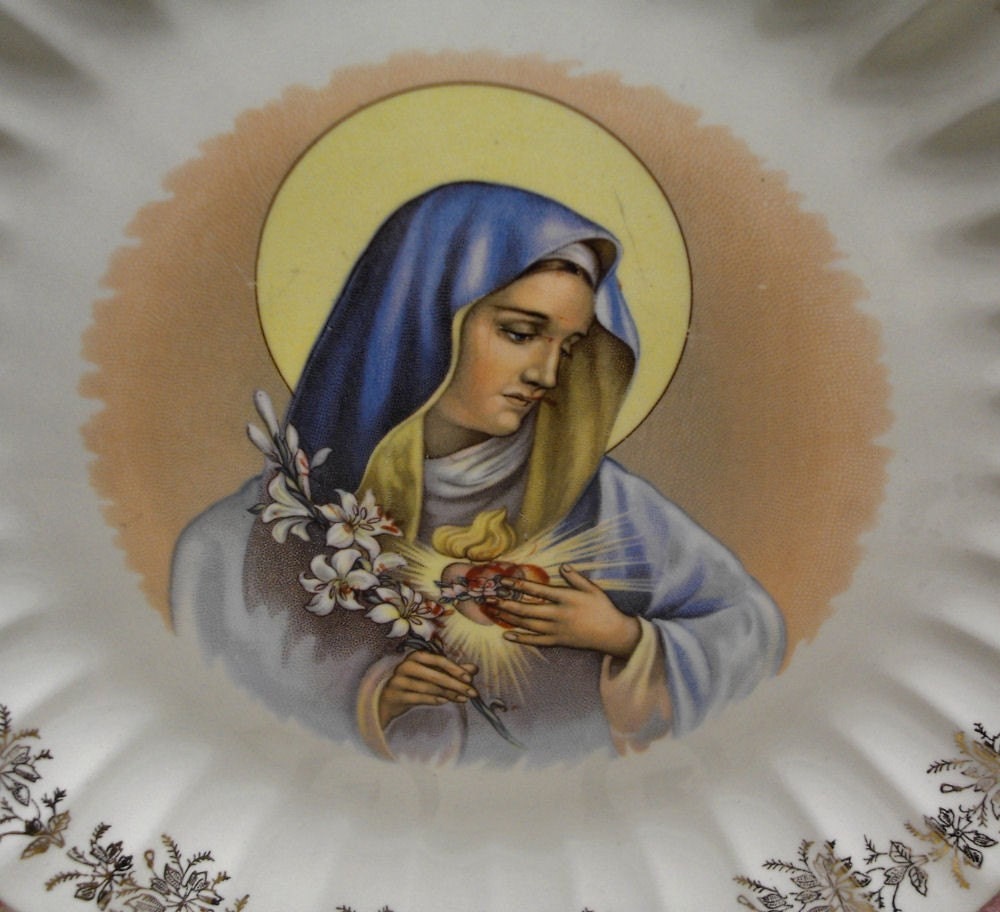 RELIGIOUS Pottery Wall Plates JESUS and MARY by InfinityCrafts